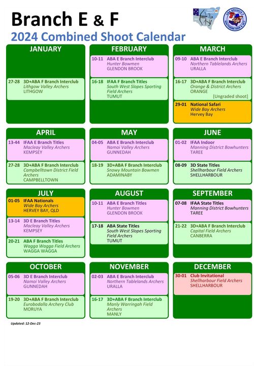 Shoot Calendars – Orange & District Archers